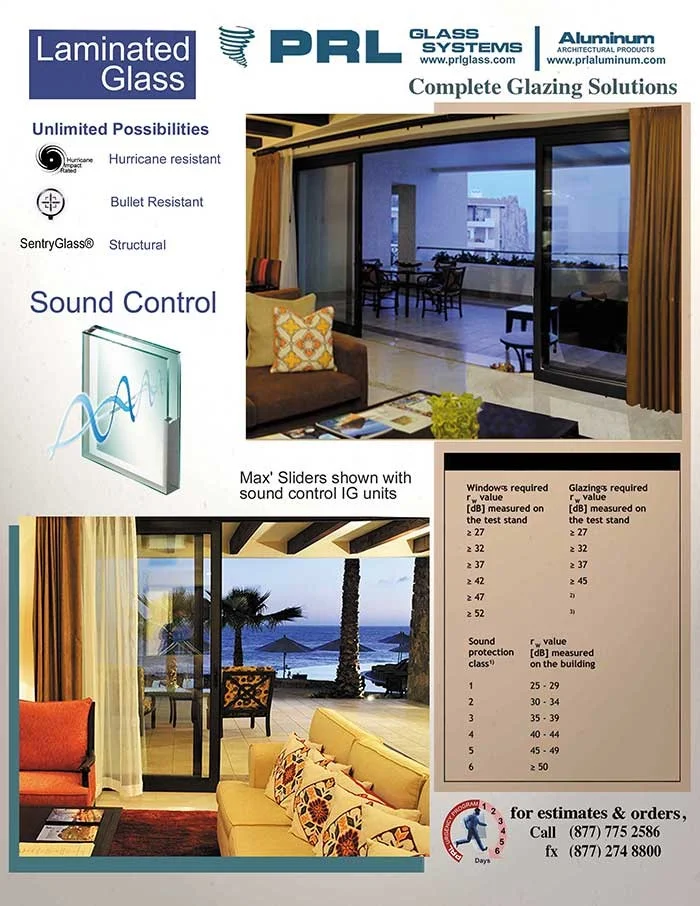 Sound Control Laminated Glass with special acoustic grade PVB interlayer